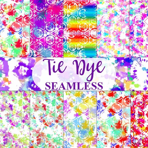 100 Seamless Tie Dye Digital Paper Bundle Colorful Tie-dye - Etsy