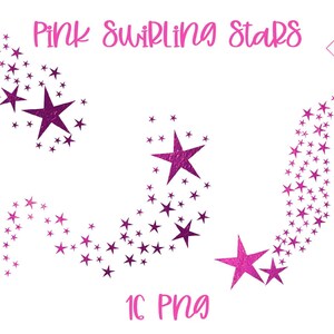 Hot Pink Stars, Star Swirls, Fuchsia Clipart, Swirling Celestial ...
