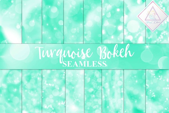 Aqua Bokeh Lights Digital Paper Seamless Patterns Blurry | Etsy