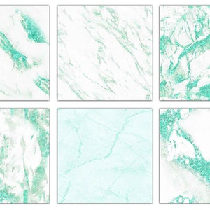 Turquoise Marble, Digital Paper, Seamless Patterns, Glitter Agate Stone ...