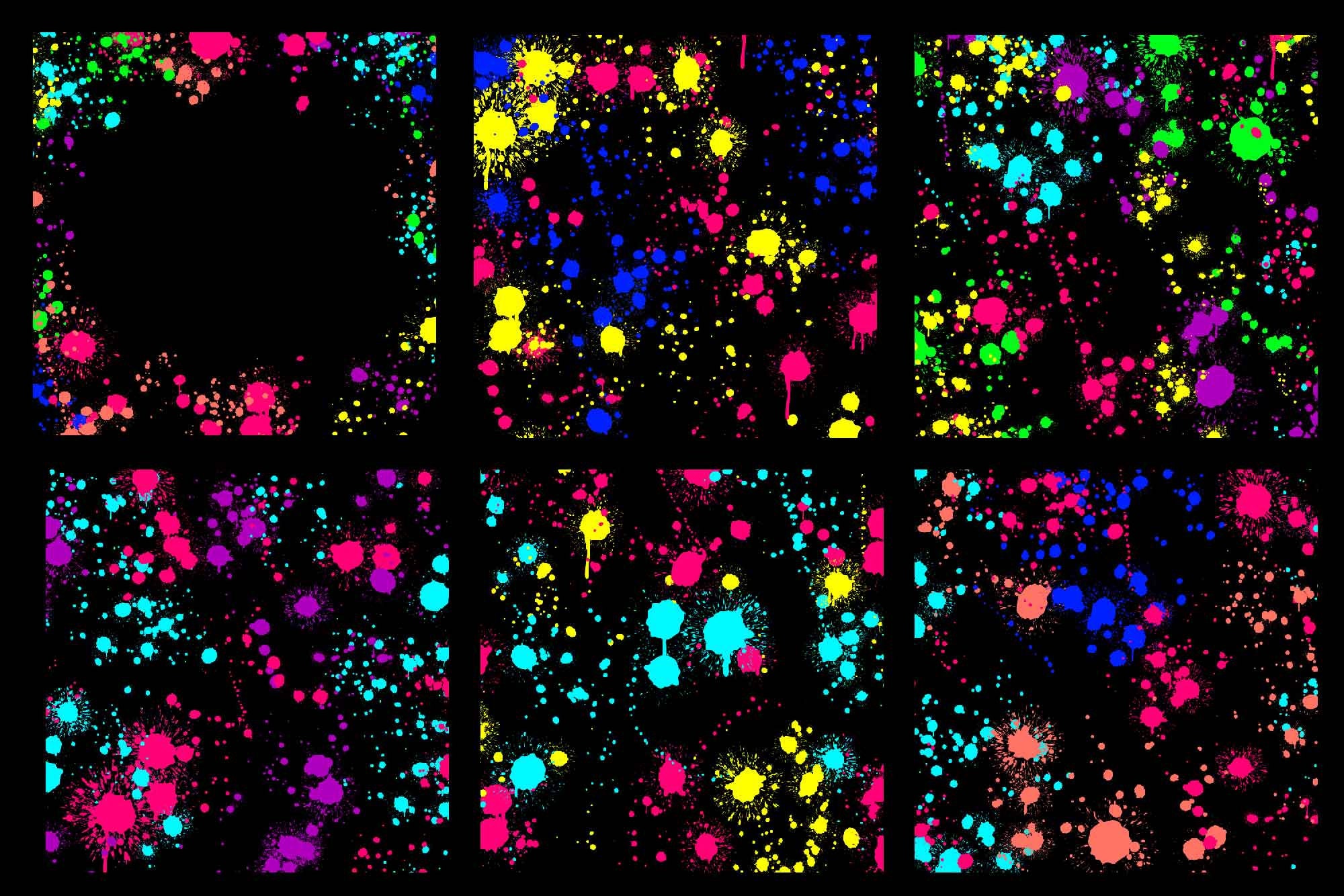 Neon Paint Splatters Overlays Clipart PNG | Paintball Drips Clip Art ...