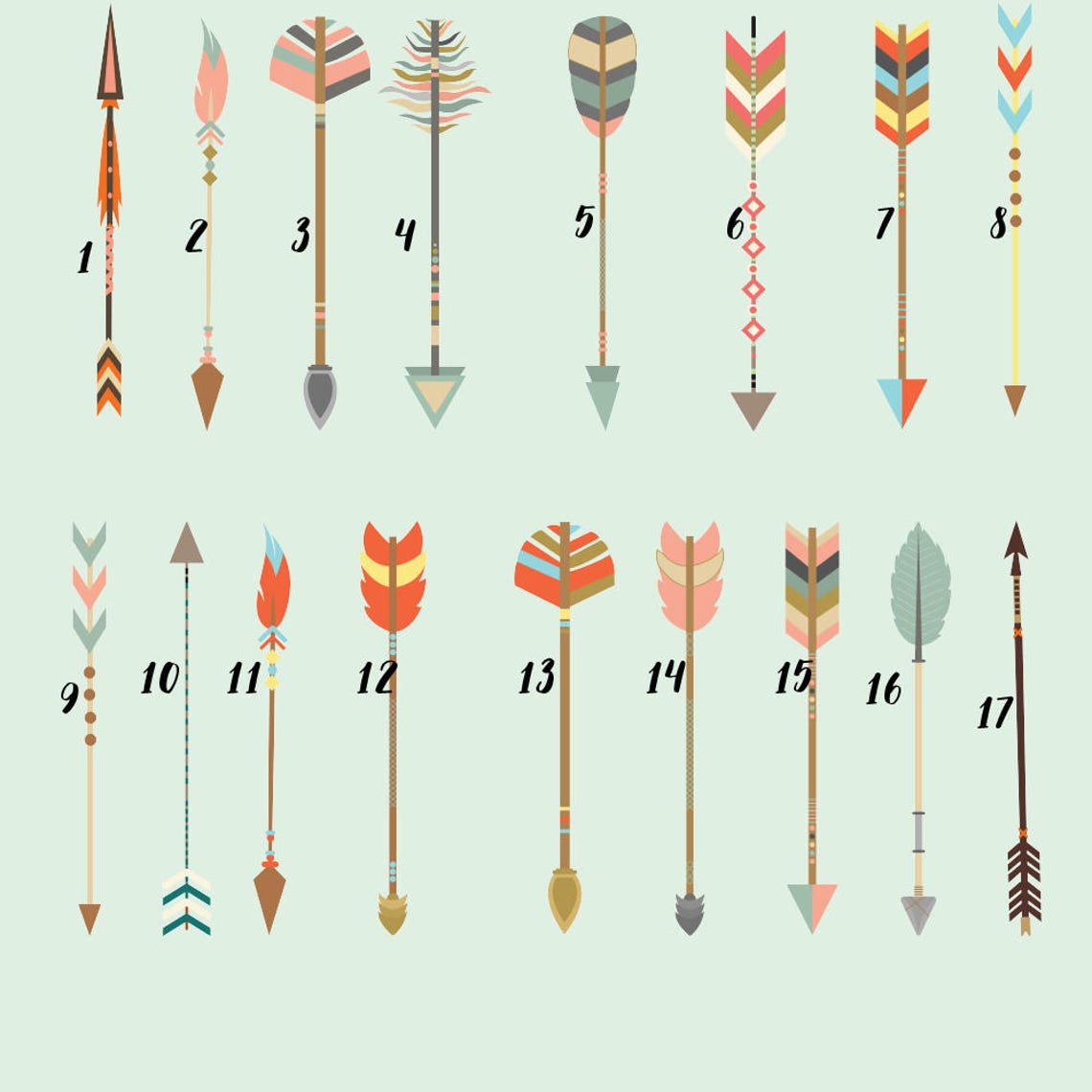 Tribal Arrows Tribal Nursery Decor Arrow Clipart Boho - Etsy