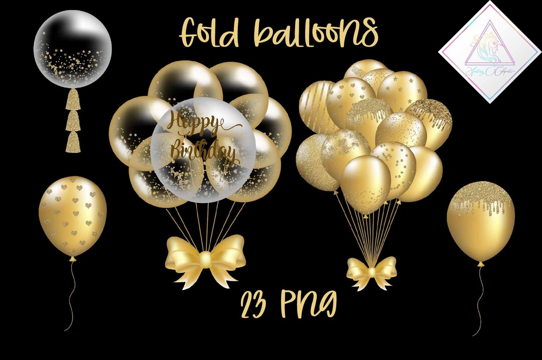Gold Balloons, Balloon Clipart, Baby Shower Party, Transparent Png ...