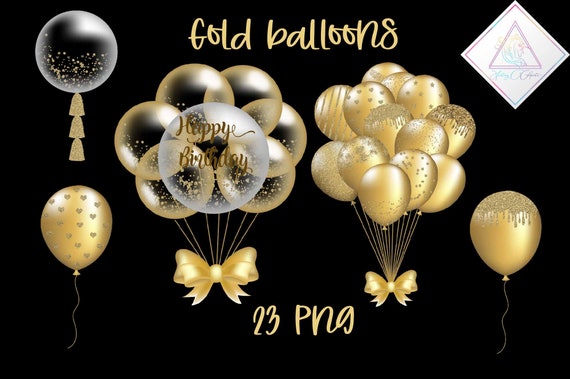 Gold balloons, balloon clipart, baby shower party, transparent png ...