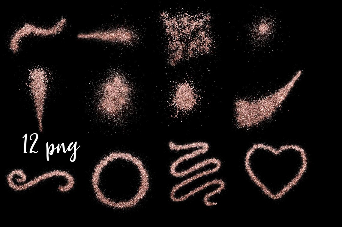 Rose Gold Dust Glitter Clipart Clip Art Overlay Magic - Etsy
