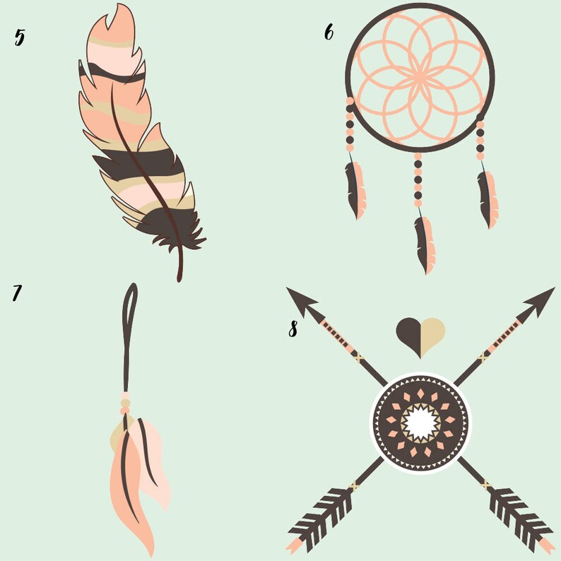 Tribal Clipart Set Tribal Clip Art Pink Dreamcatcher Tribal - Etsy