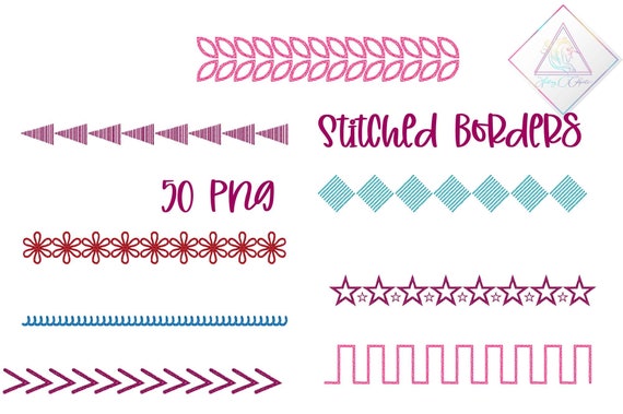 Stitched borders, sewing clipart, cross stitch, stitches clip art ...