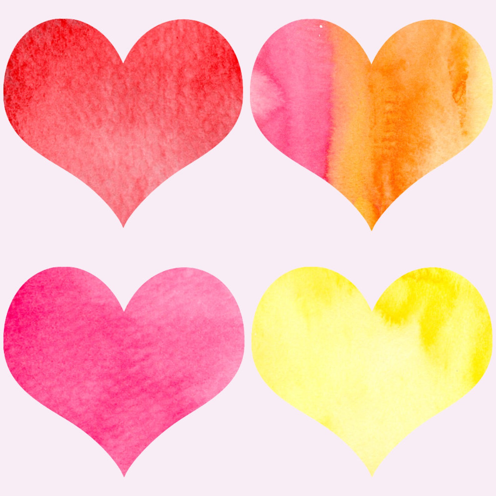 Watercolor Hearts Clipart Made by Fantasy Cliparts With Golden | Etsy