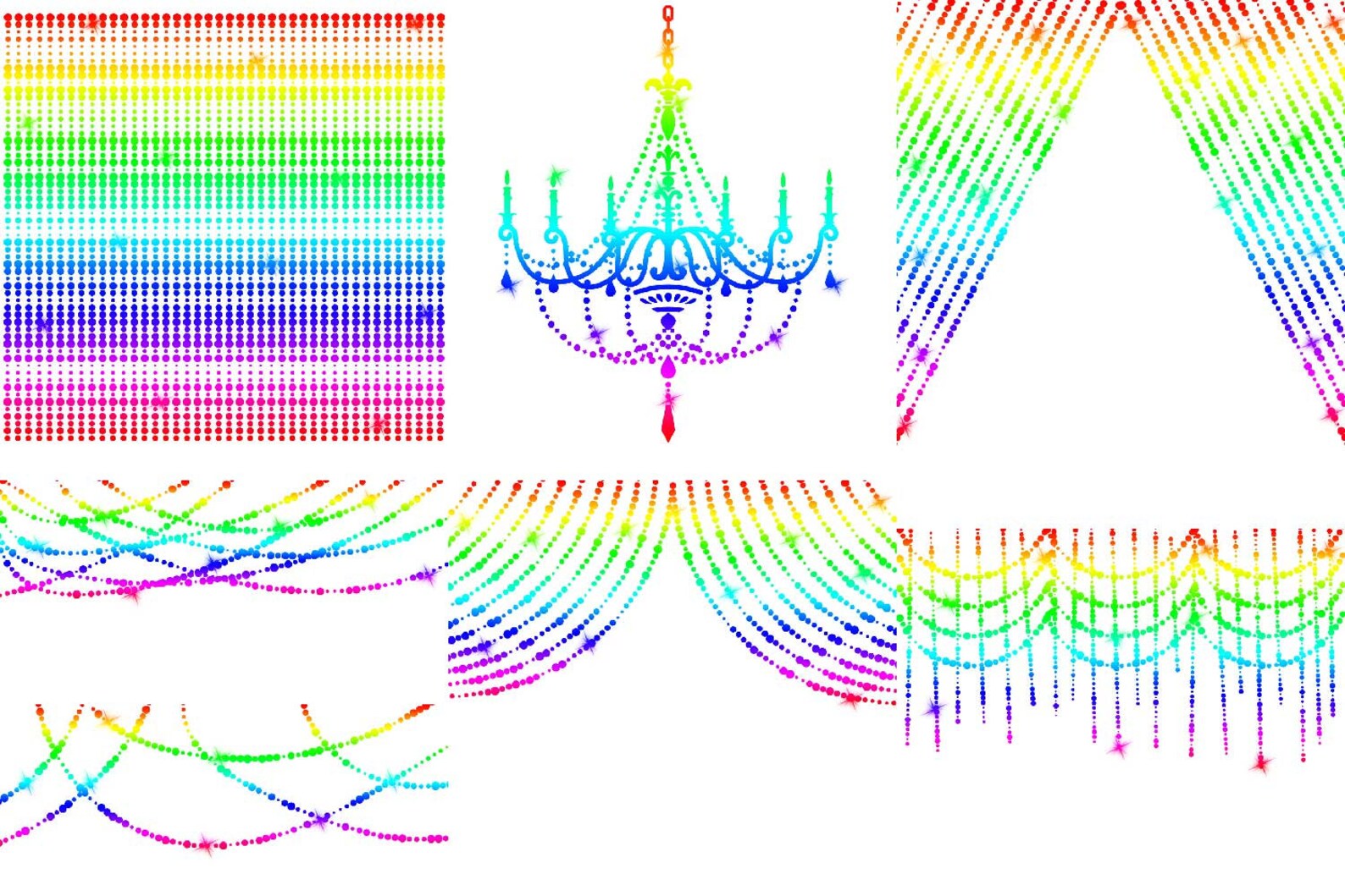 Rainbow colors string lights clipart chandelier clip art | Etsy