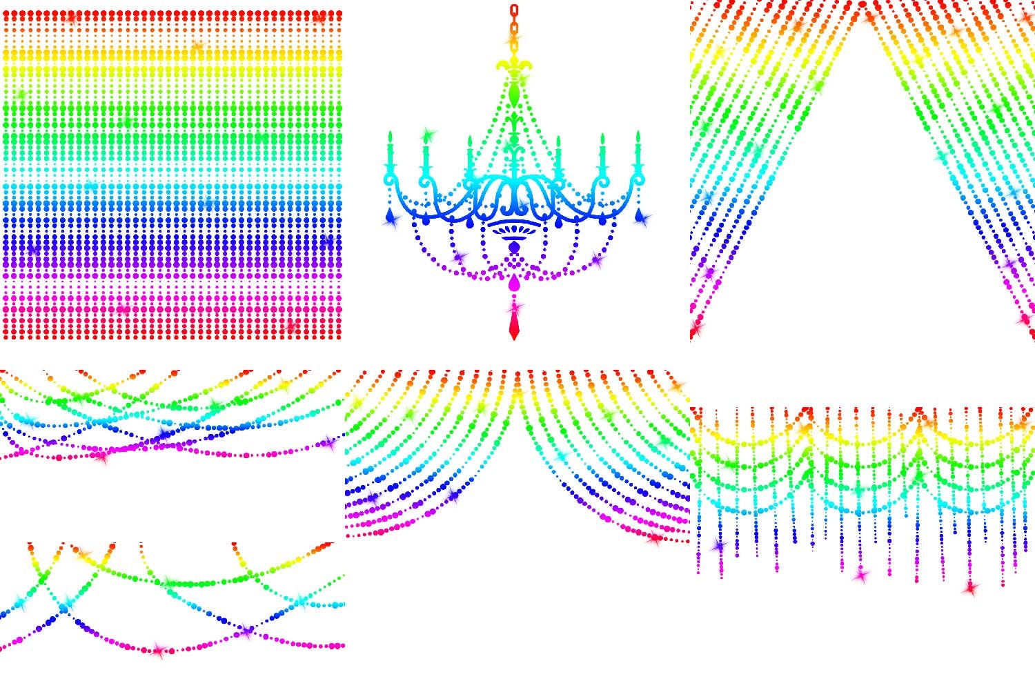 Rainbow colors string lights clipart chandelier clip art | Etsy