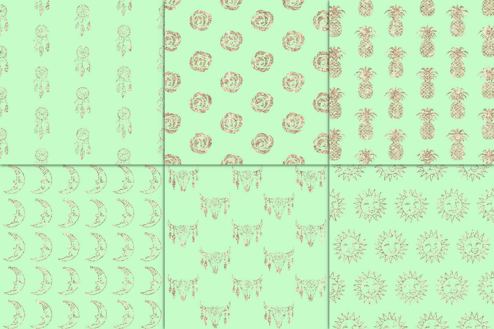 Copper and Mint Green Digital Paper Texture Backgrounds Sea - Etsy