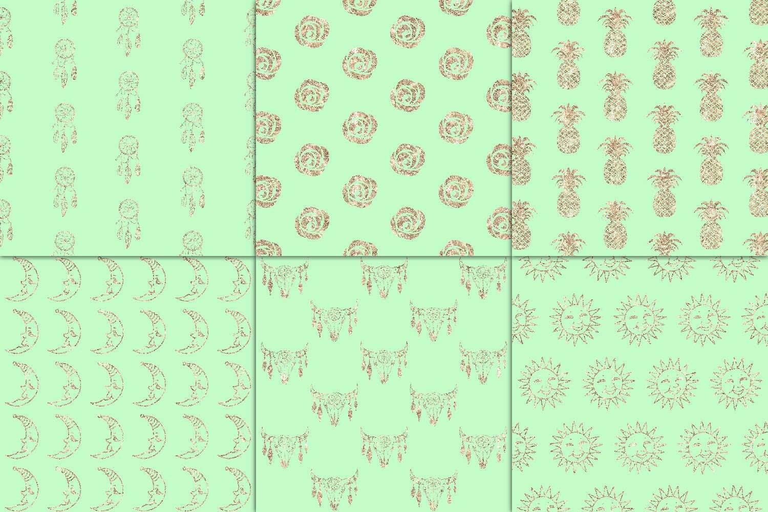 Copper and Mint Green Digital Paper Texture Backgrounds Sea - Etsy