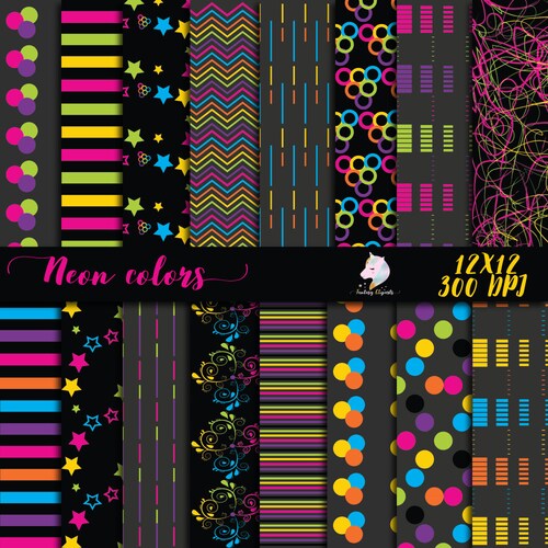 Neon Frames Digital Clipart Set Neon Clipart / Simple Frames | Etsy
