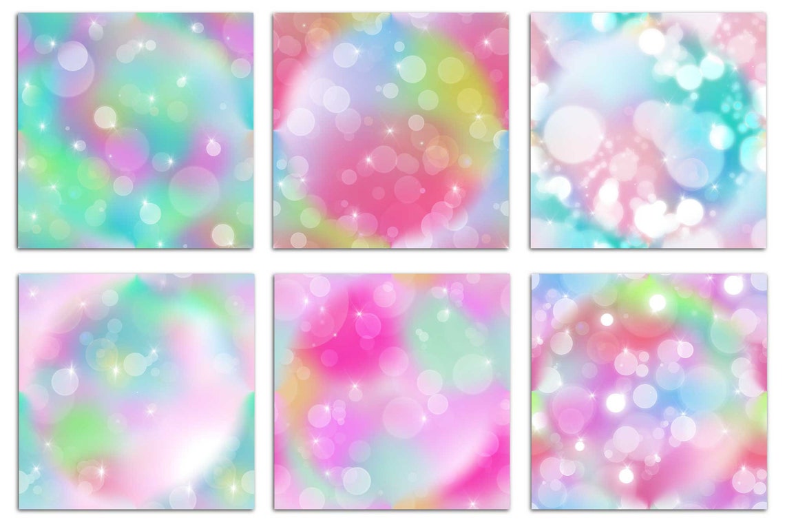 Unicorn Bokeh Digital Paper Rainbow Pastel Blurry - Etsy