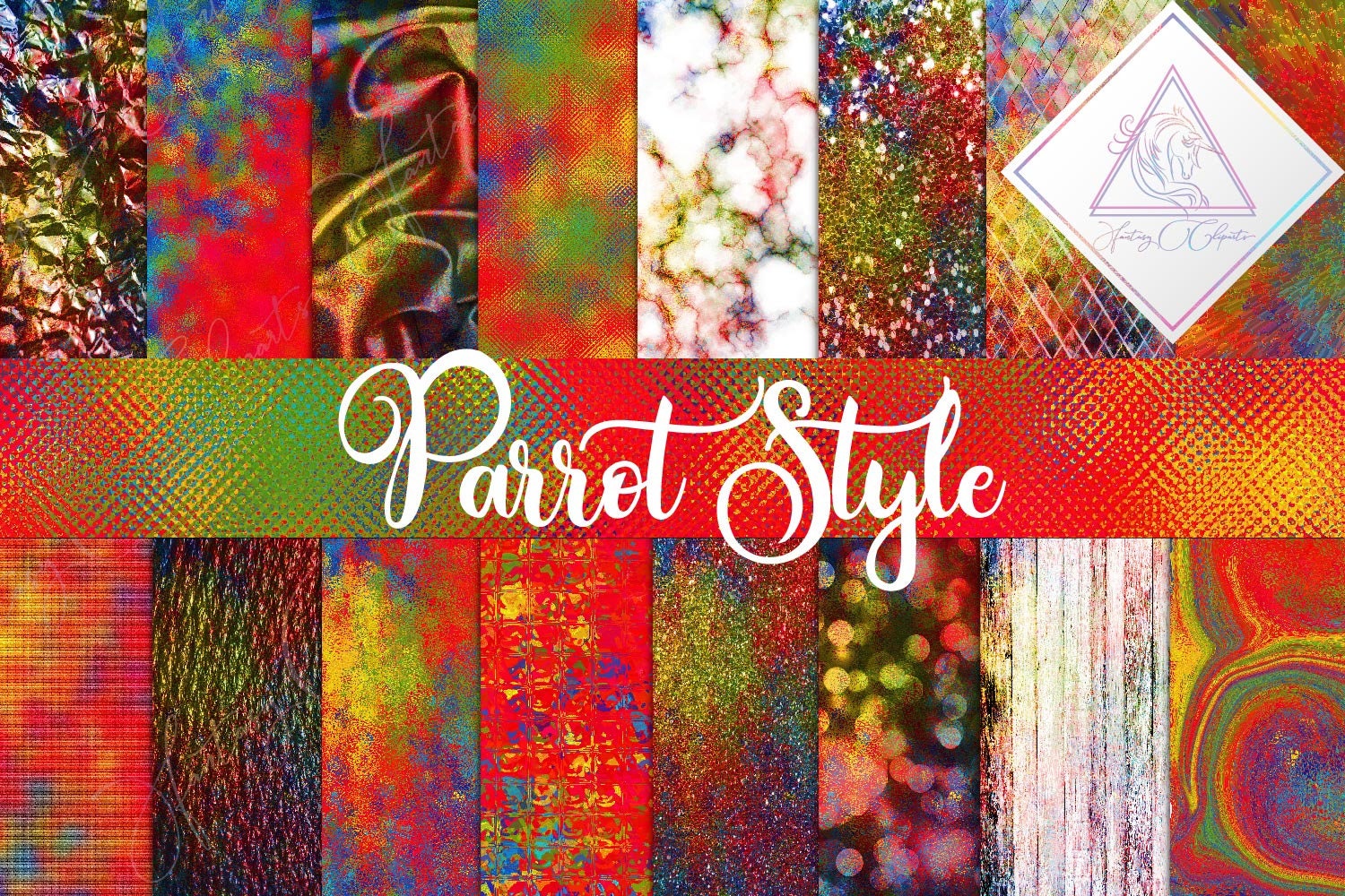 Parrot Style Jpg Digital Paper Abstract Textures Red Green - Etsy
