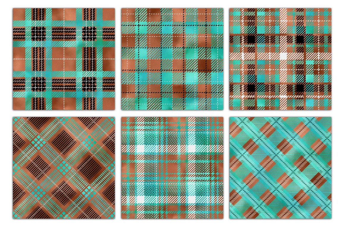 Copper Patina Seamless Plaid Aged Textures Brown Blue - Etsy