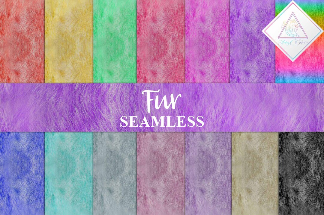 Fur Digital Paper, Seamless Patterns, Furry Backgrounds, Rainbow ...