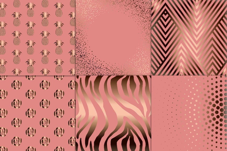 Blush and Copper Digital Paper Pink Backgrounds Rose Gold - Etsy