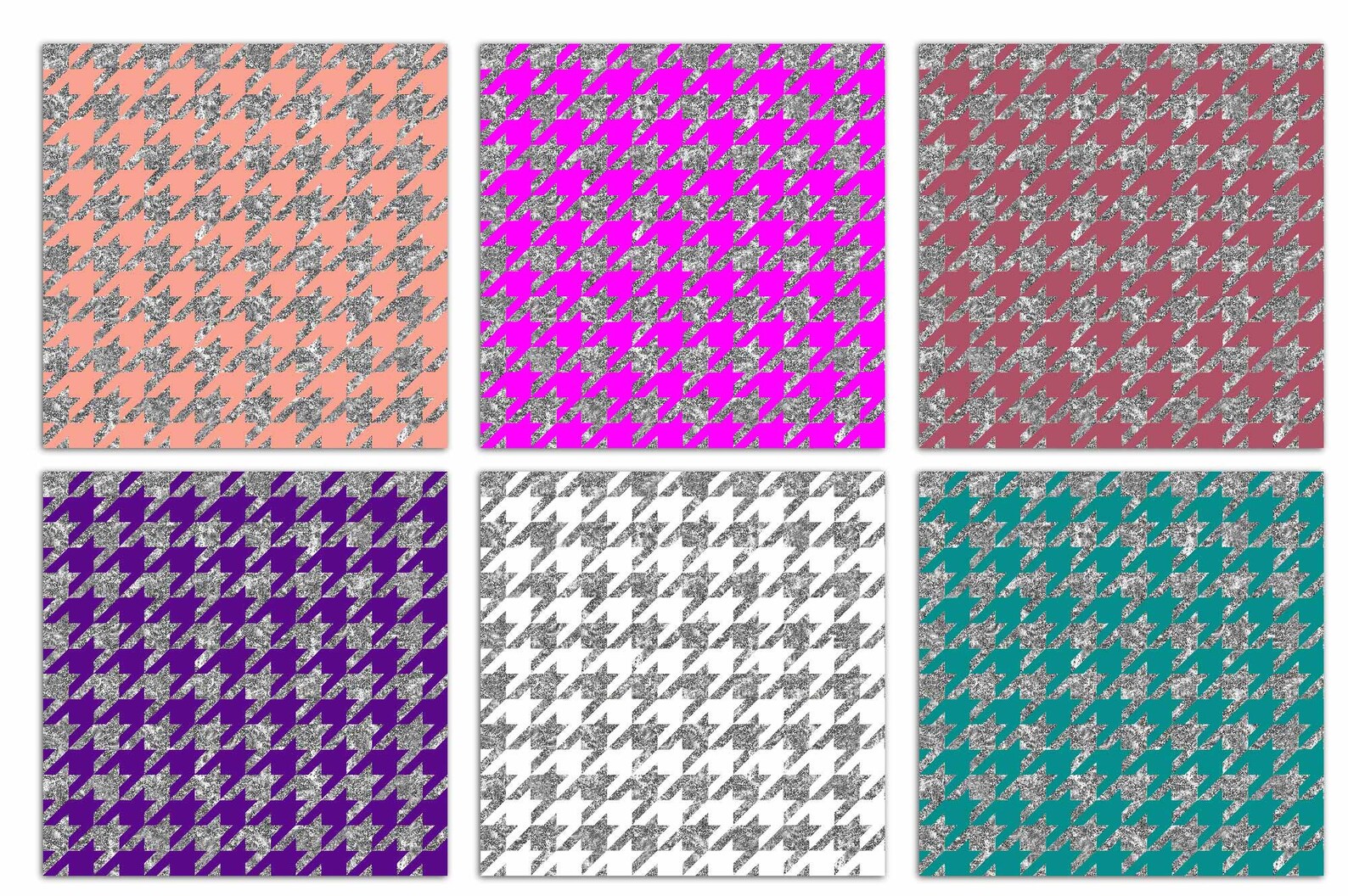 Silver Glitter Houndstooth Pattern Digital Paper Seamless - Etsy