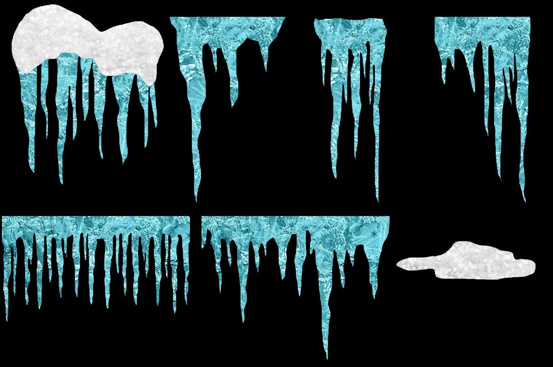 Frosted Icicles Frozen Ice Winter Clipart Snowflakes Snowy - Etsy UK