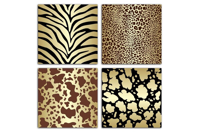 Gold Glitter Safari Animal Print Digital Paper Cheetah Print - Etsy