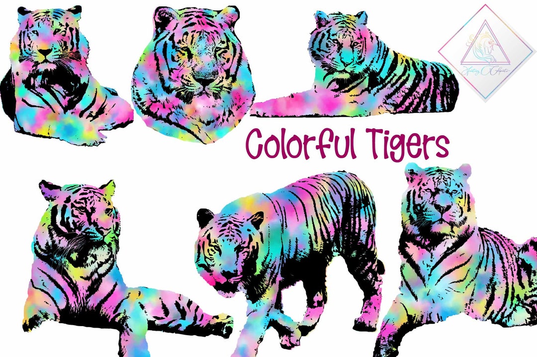 Colorful Tigers, Unicorn Tiger, Watercolor Animal, Vivid Colors ...