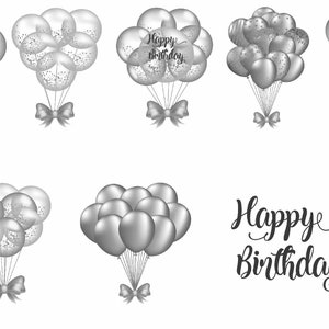 Silver Balloons, Balloon Clipart, Baby Shower Party, Transparent Png ...