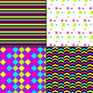 Neon Digital Paper, Neon Paper Pack, Scrapbooking Paper, Fluorescent ...