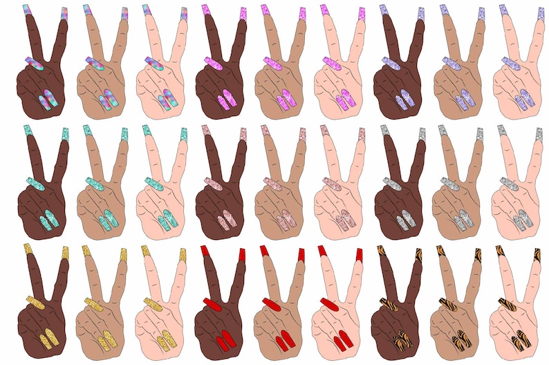 Peace Signs, Two Fingers, African American, Nails Clipart, Woman ...