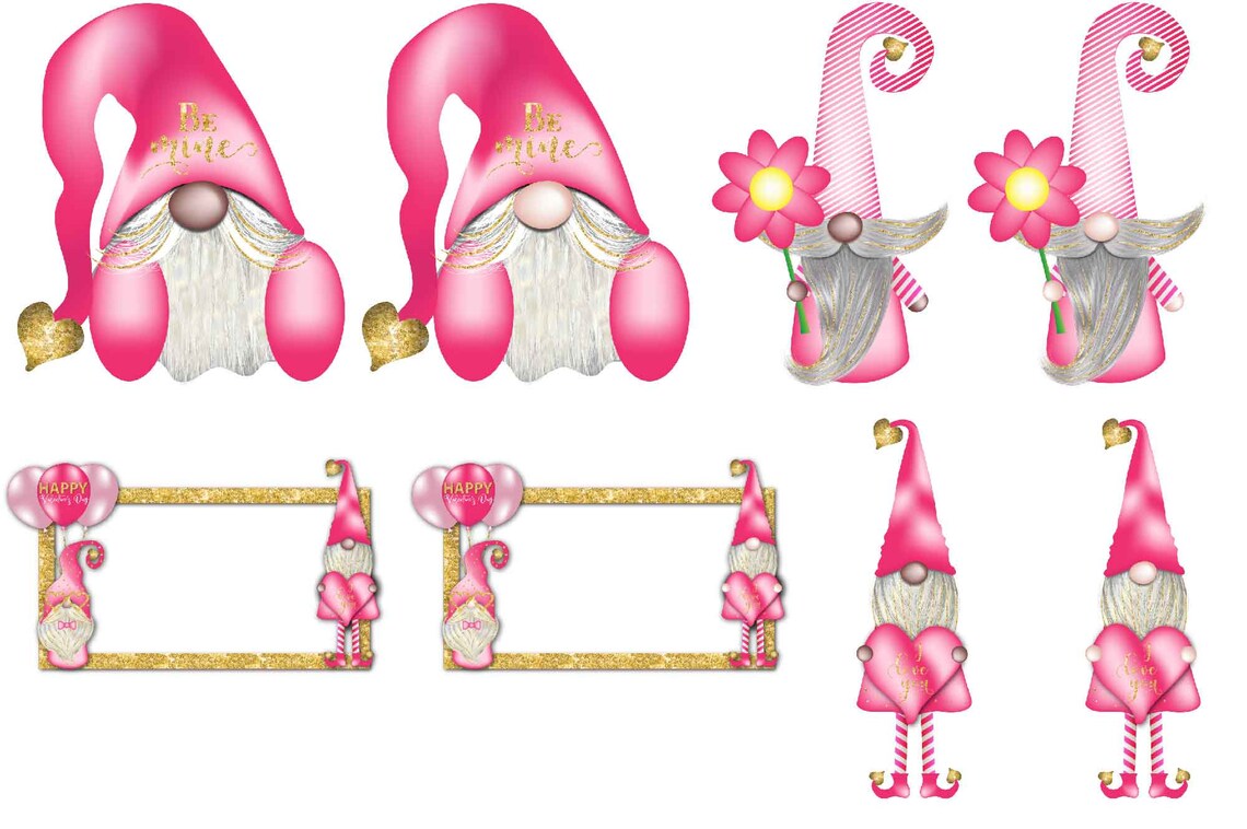 Valentines Day Gnomes Clipart Nordic Scandinavian Pink - Etsy