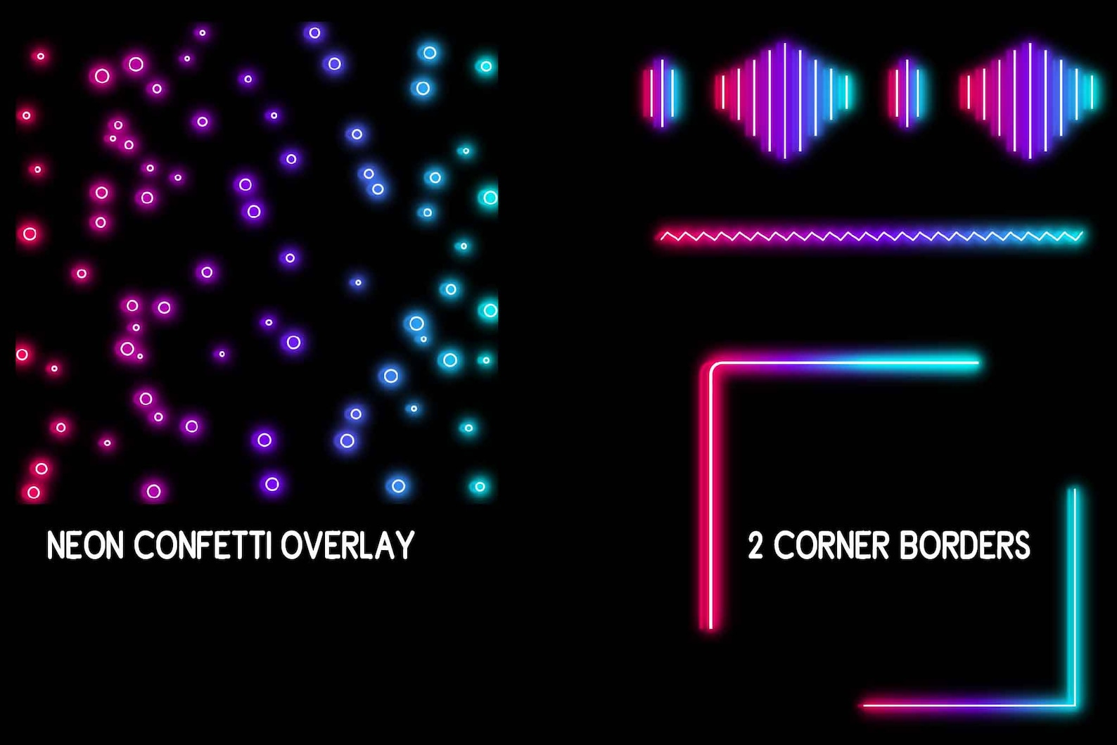 Neon Borders Clipart PNG Glowing Neon Dividers Clip Art - Etsy