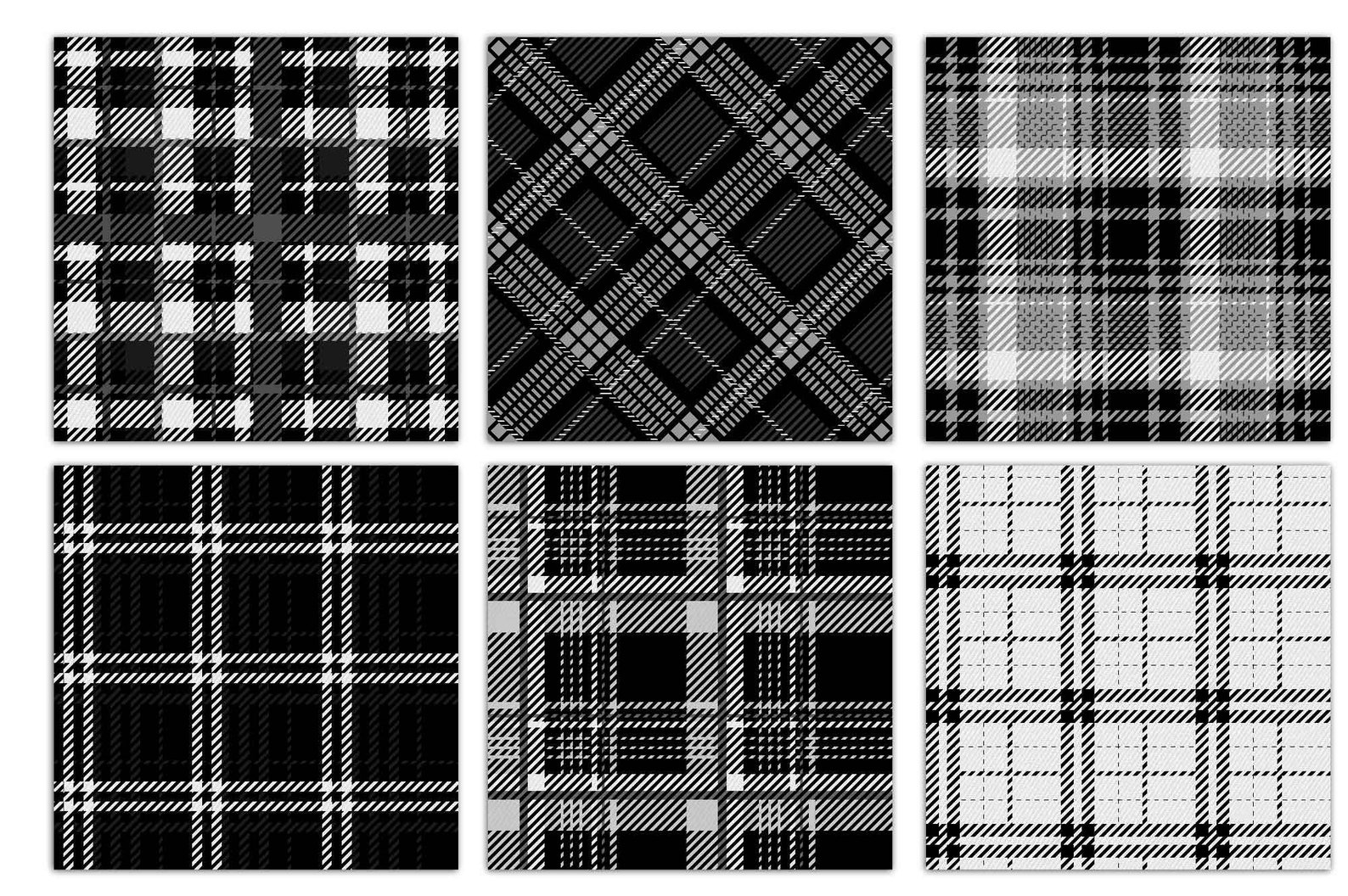 Black White Plaid Seamless Patterns Digital Paper Tartan | Etsy