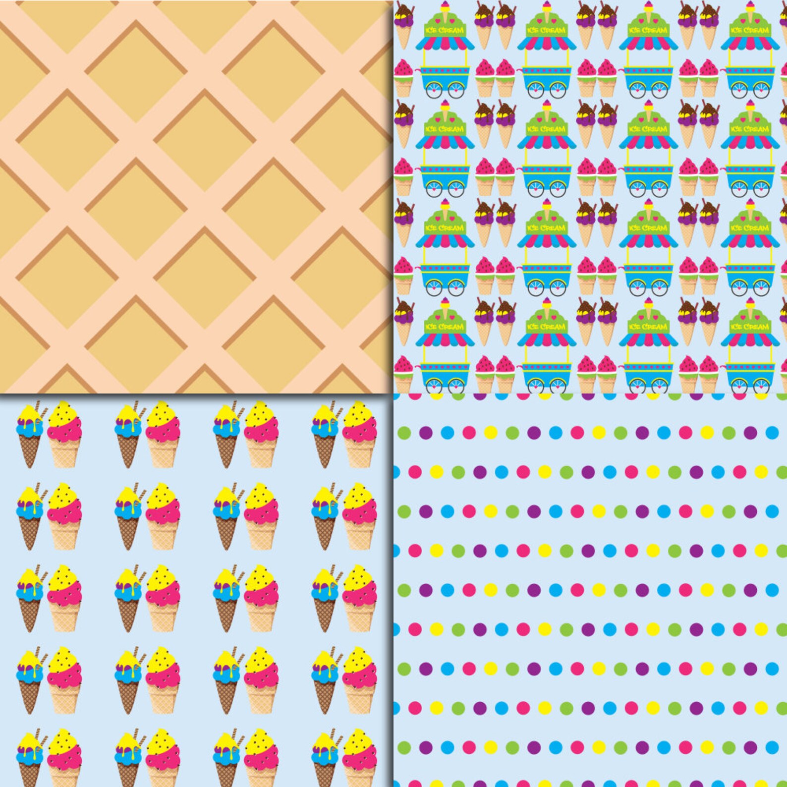 Ice Cream Paper Kids Digital Paper Children Scrapbook - Etsy