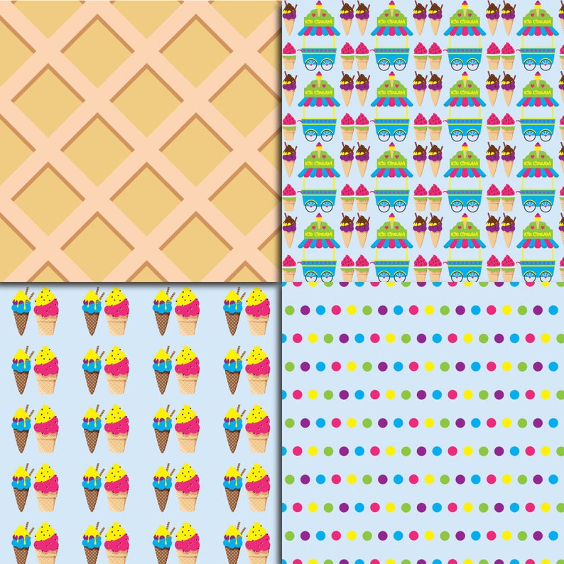 Ice Cream Paper Kids Digital Paper Children Scrapbook - Etsy