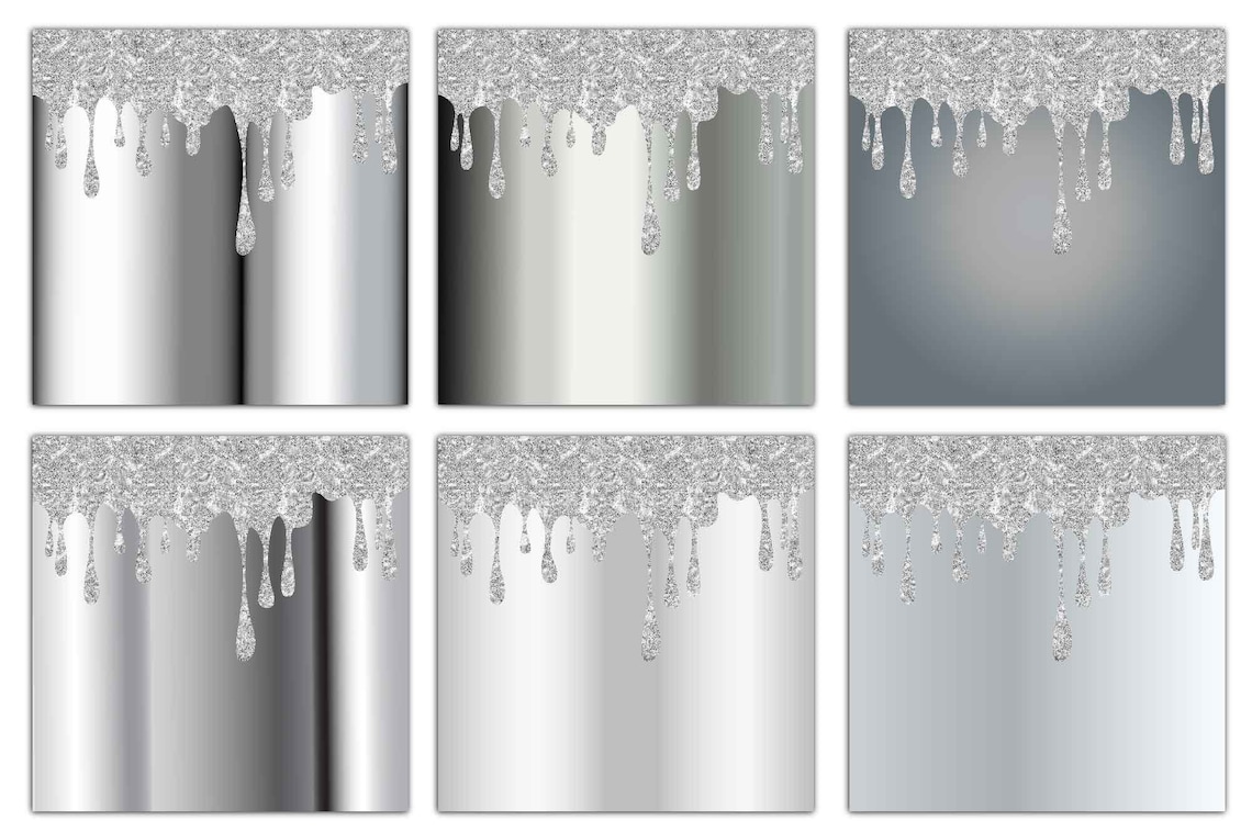 Silver Drips Drippings Textures Liquid Glitter Digital - Etsy