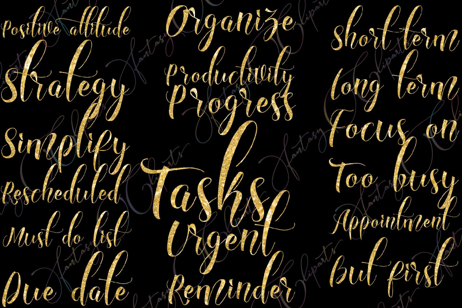 Productivity Word Art in Png Color is Gold Glitter Perfect - Etsy