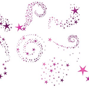 Hot Pink Stars, Star Swirls, Fuchsia Clipart, Swirling Celestial ...
