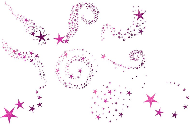 Hot Pink Stars Star Swirls Fuchsia Clipart Swirling - Etsy