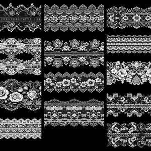White Lace Borders Overlay Clipart Light Halloween Gothic Dividers ...