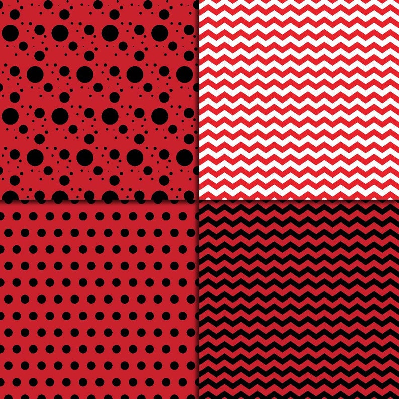 Cute Ladybug, Digital Paper, Kids Decoration, Children Birthday, Red ...