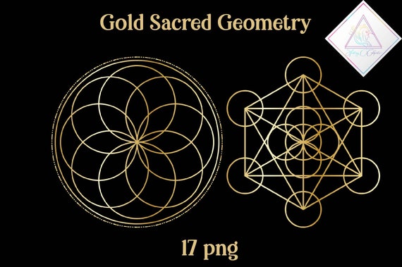 Gold sacred geometry, shapes clipart, golden mandala, boho bohemian ...
