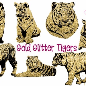 Gold Glitter Tiger, Animals Clipart, Wild Africa Zoo, Asian Animal ...