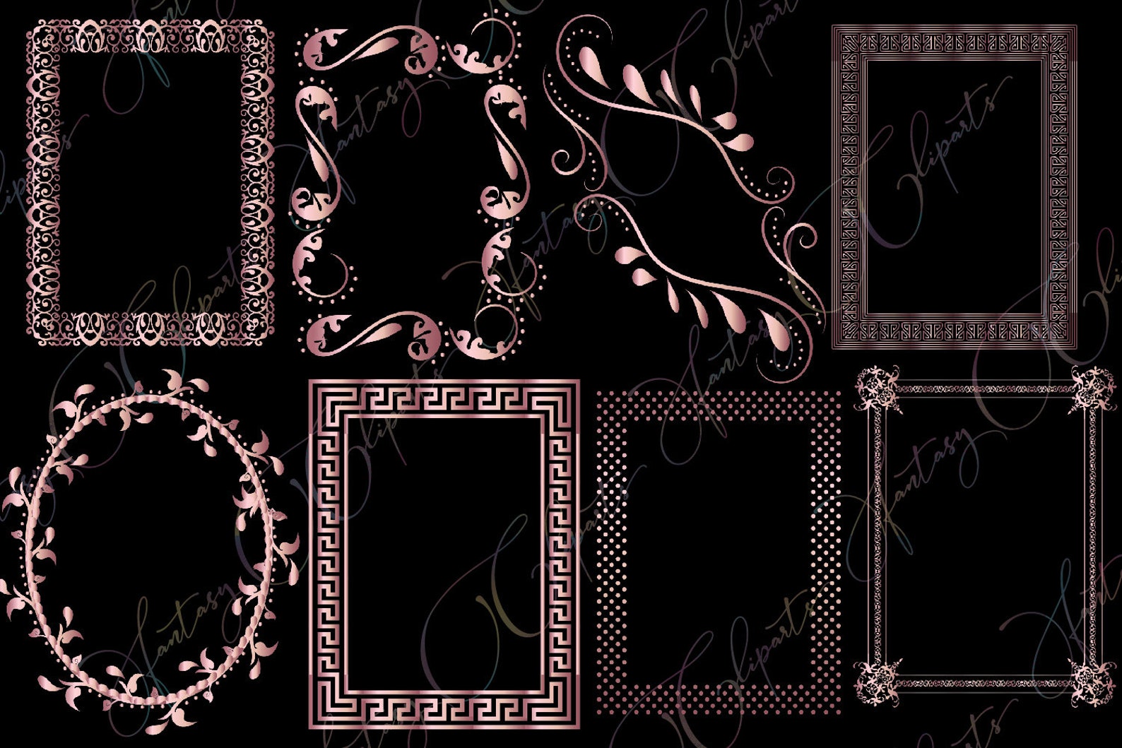 Rose Gold Frame Clipart in Art Deco Style Modern Geometric | Etsy