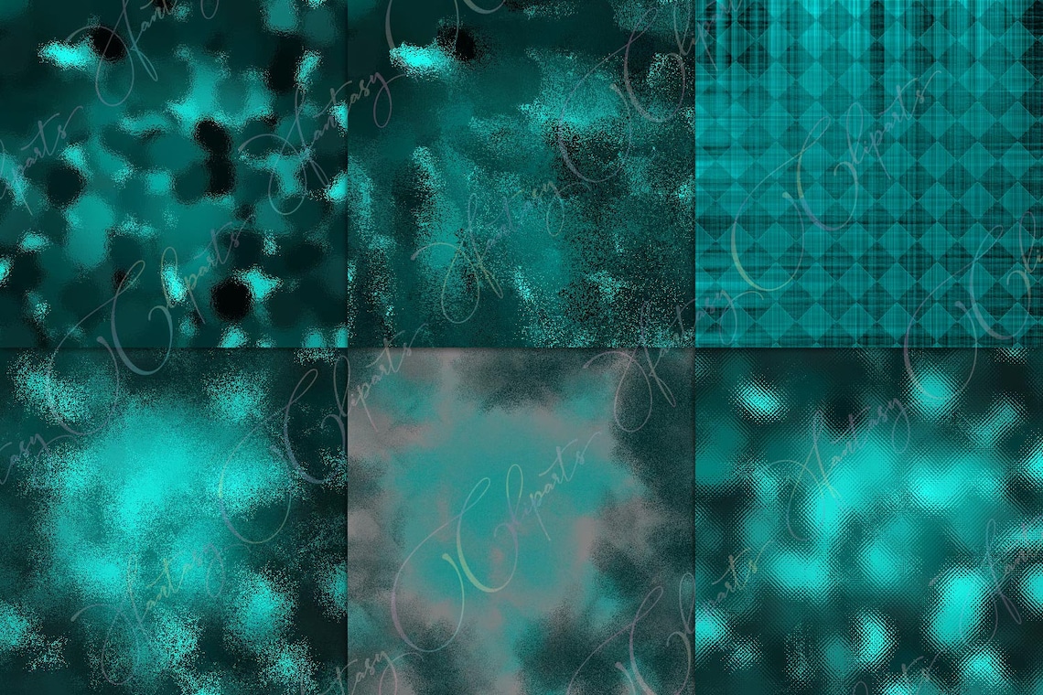 Turquoise Grunge Digital Paper Gothic Backgrounds Victorian | Etsy