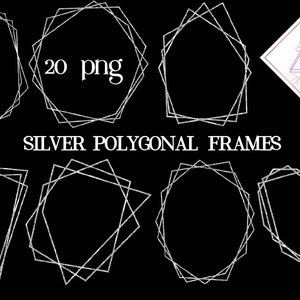 Silver Glitter, Geometric Frames, Polygonal Shapes, Boho Clip Art ...
