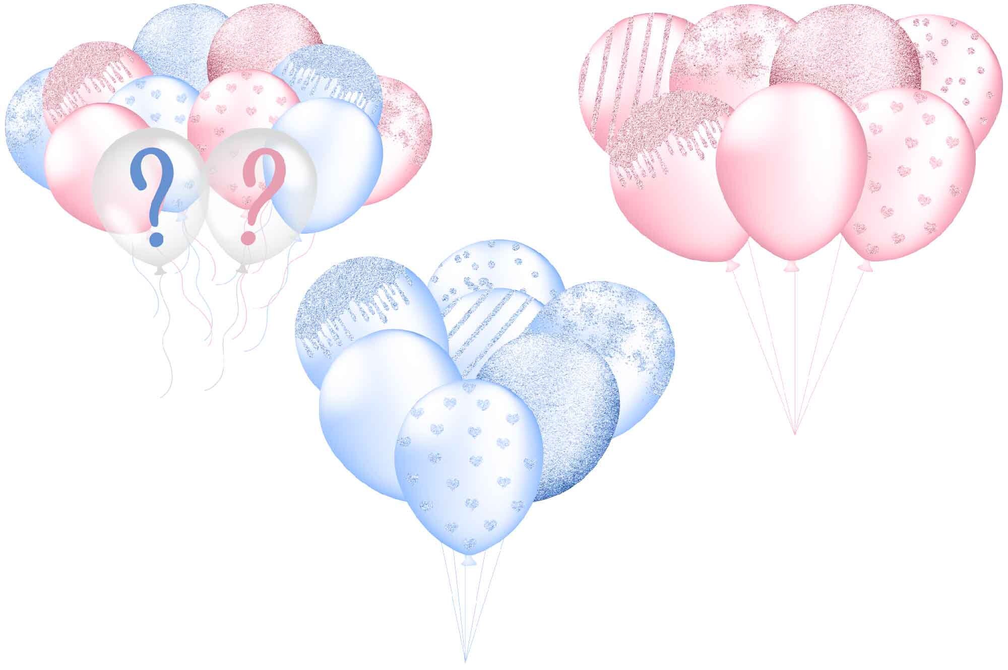 Gender reveal baby clipart shower party he or she balloon | Etsy