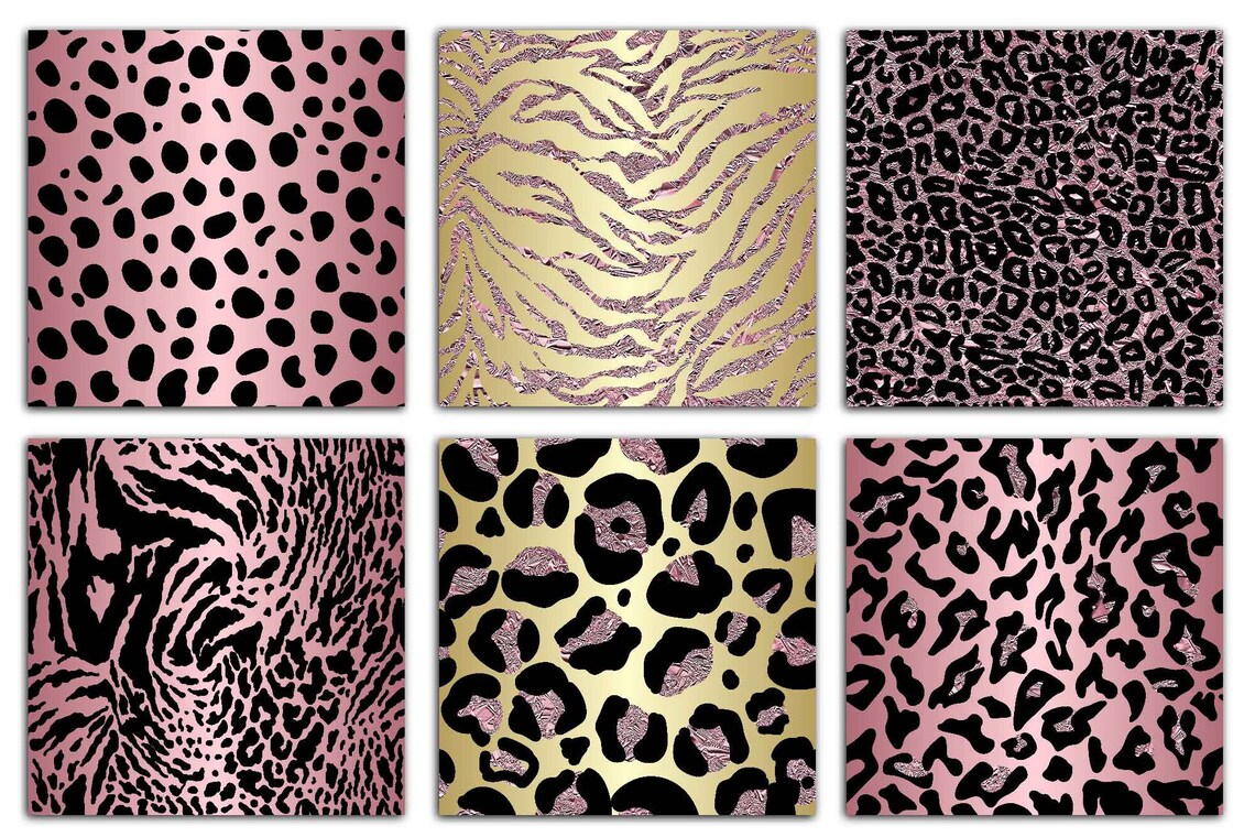 Rose Gold Glitter Safari Animal Print Digital Paper Blush - Etsy
