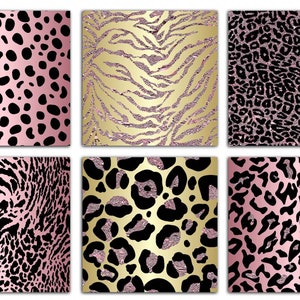 Rose Gold Glitter Safari Animal Print Digital Paper | Blush Cheetah ...