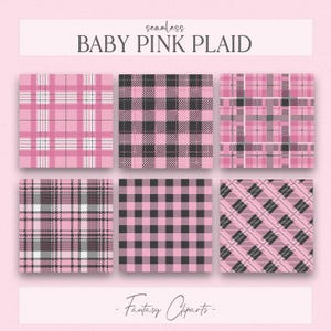 Baby Pink Plaid Digital Paper | Light Pink Tartan Patterns | Gingham ...