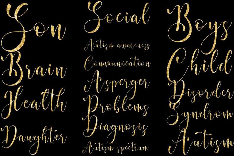 Autism Word Art Autistic Clipart Png Autism Spectrum Mental - Etsy